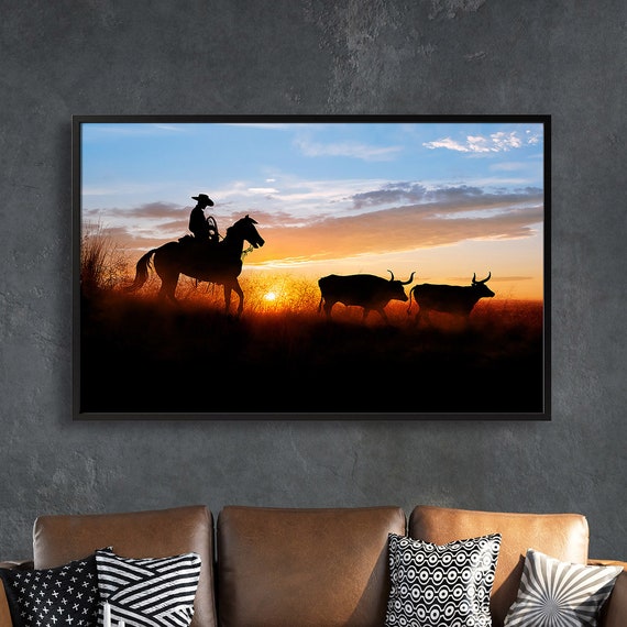 Cowboy Wall Art Cowboy Sunset Digital Download Western | Etsy