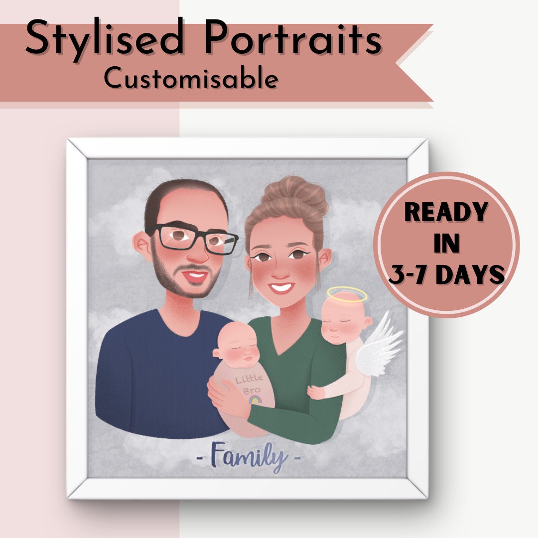 Bereavement Gift, Custom Portrait, Custom Illustration, Personalised ...