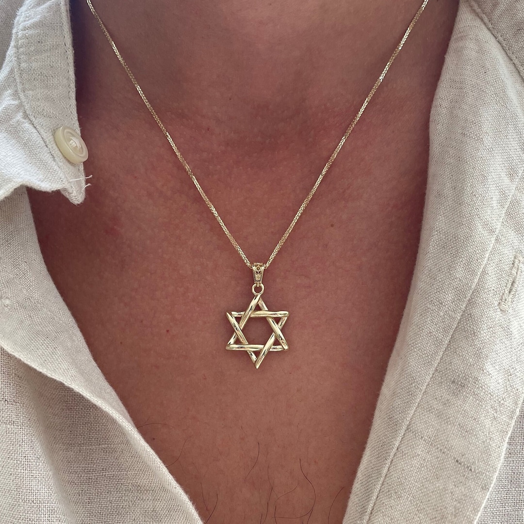 14k Gold Star of David Pendant, Classic Jewish Pendant, Gold Star ...