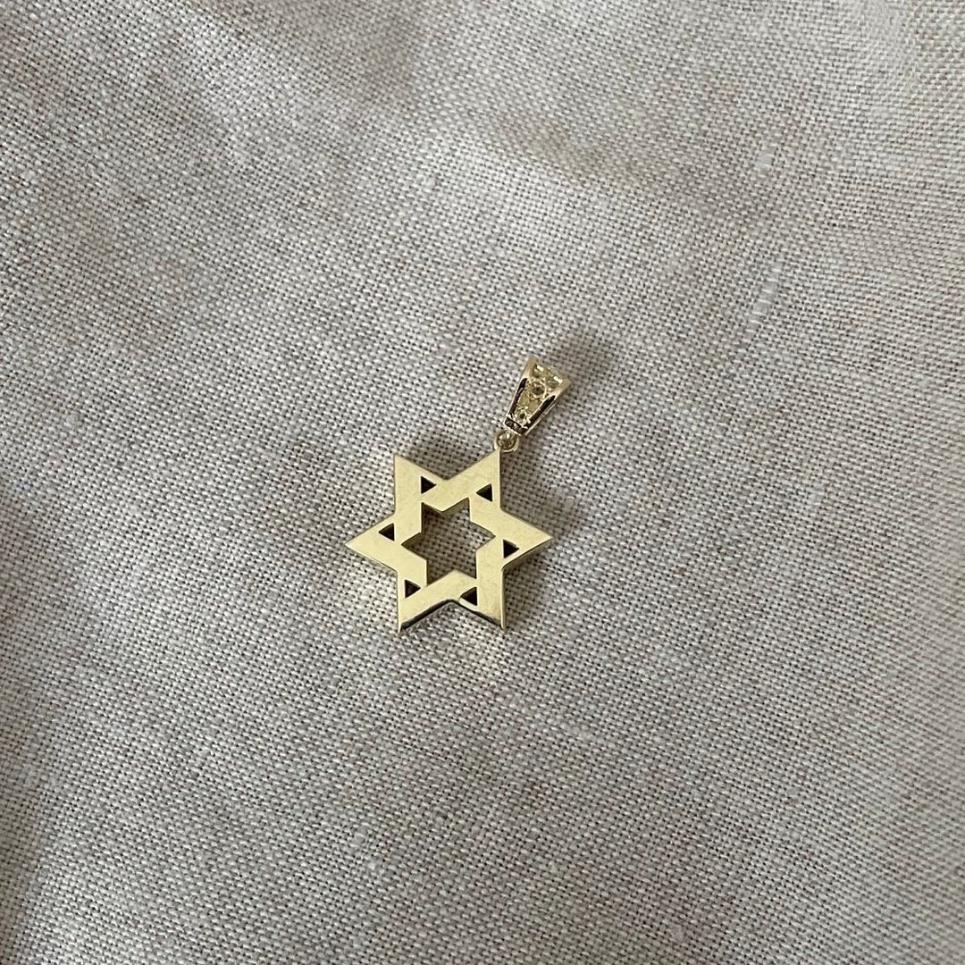14k Gold Star of David Pendant, Classic Jewish Pendant, Gold Star ...