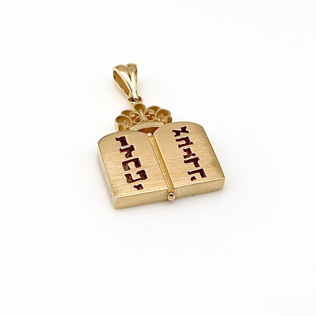 14k Gold Ten Commandments Pendant, Jewish Jewelry, Gold Jewish Symbol ...
