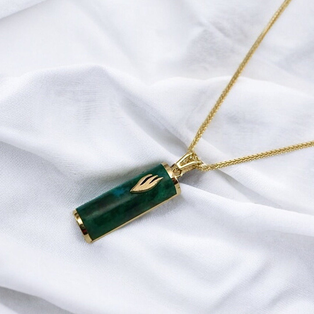 Mezuzah Pendant With Eilat Stone, Gold Pendant, Jewish Jewelry, Israel ...