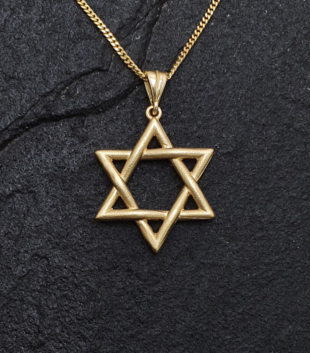 14k Gold Davidstern Anhänger, klassischer jüdischer Anhänger, Gold ...