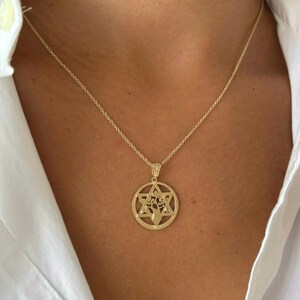 14k Gold Tree of Life Pendant, Gold Star Tree of Life Pendant, Magen ...