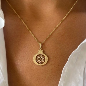 14k Gold Pomegranate Pendant, Jewish Jewelry, Gold Pendant, Judaica ...
