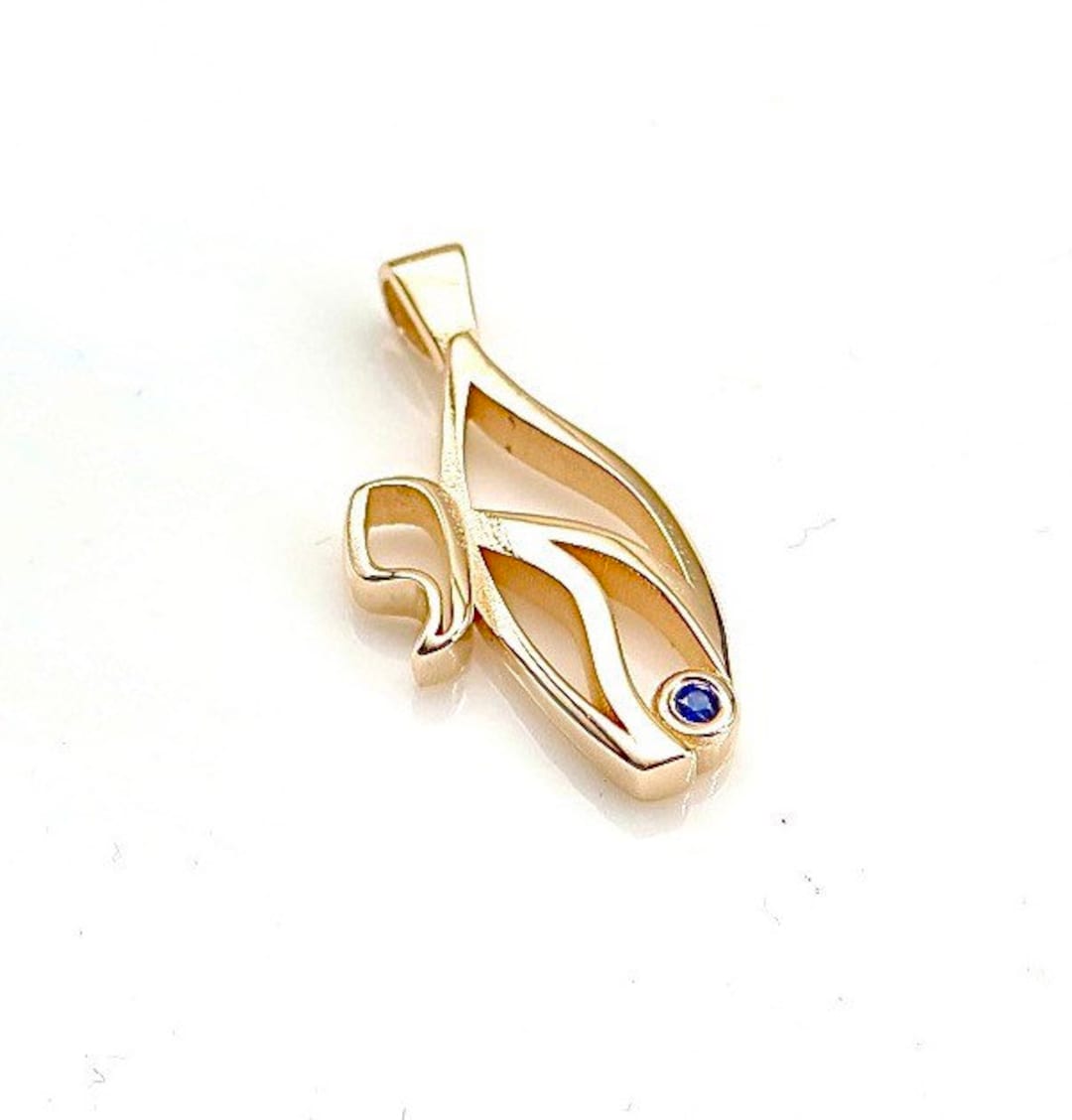 14k Gold Chai Pendant, Gold Chai Jewelry, Sapphire Stone Pendant ...