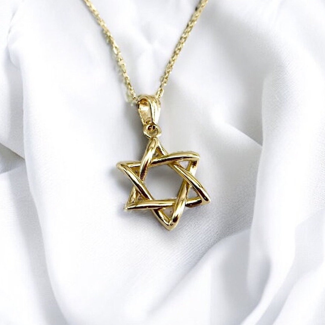 14k Gold Star of David Pendant, Classic Jewish Pendant, Gold Star ...