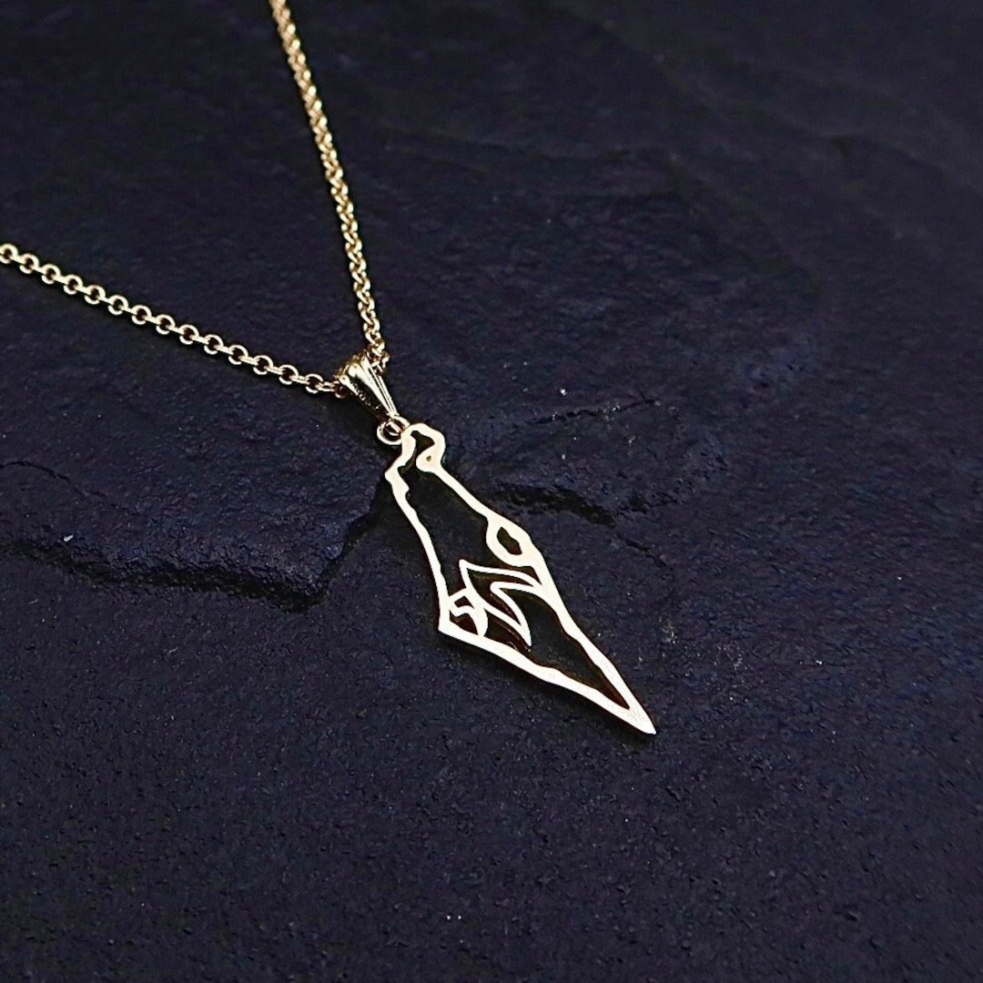 14k Gold Map of Israel Pendant, Chai Pendant, Gold Israel Pendant ...