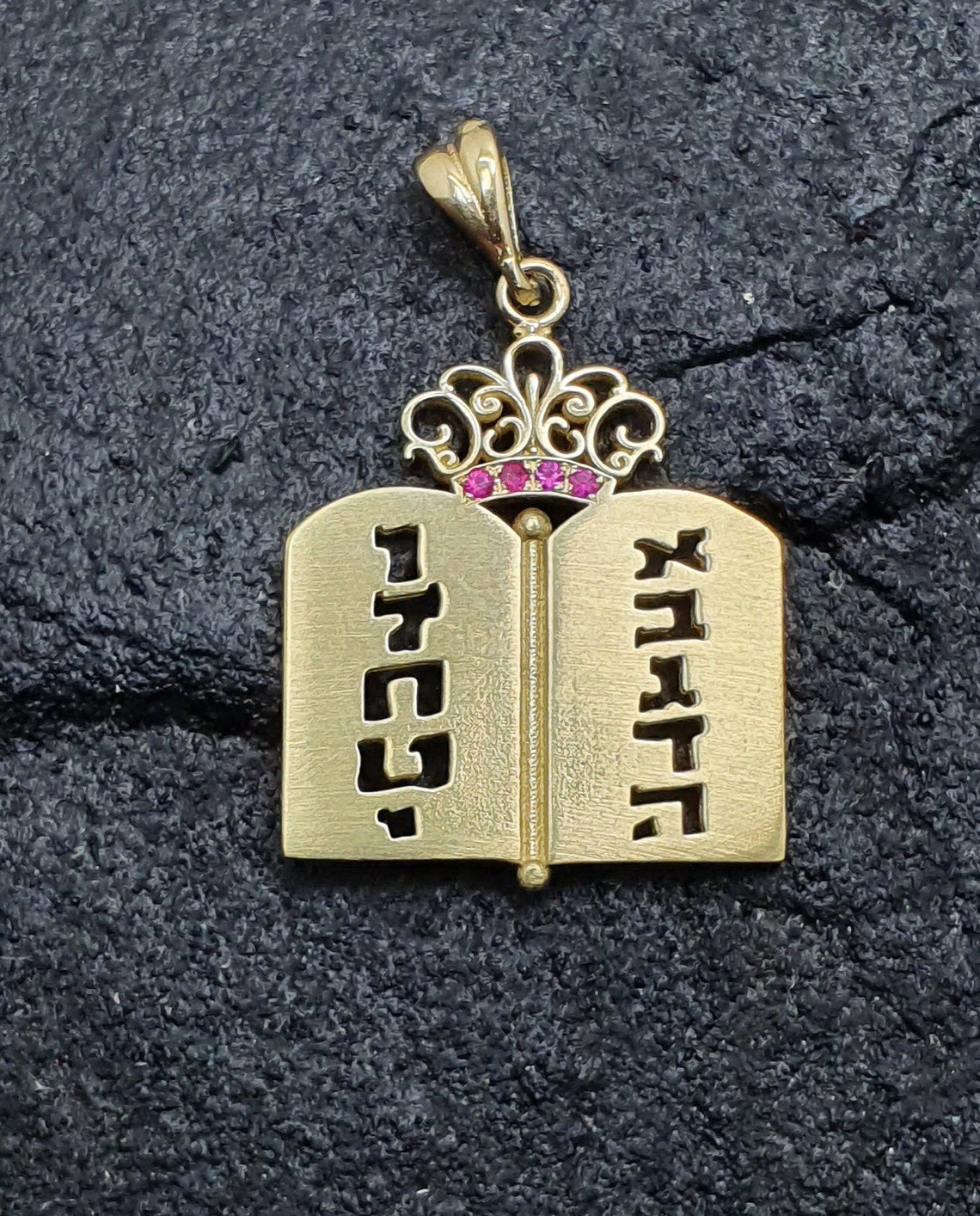 Gold Ten Commandments Pendant 14k Necklace Pendant Jewish - Etsy