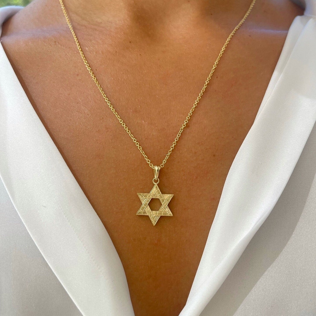 14k Gold Star of David Pendant, Jewish Jewelry - Etsy
