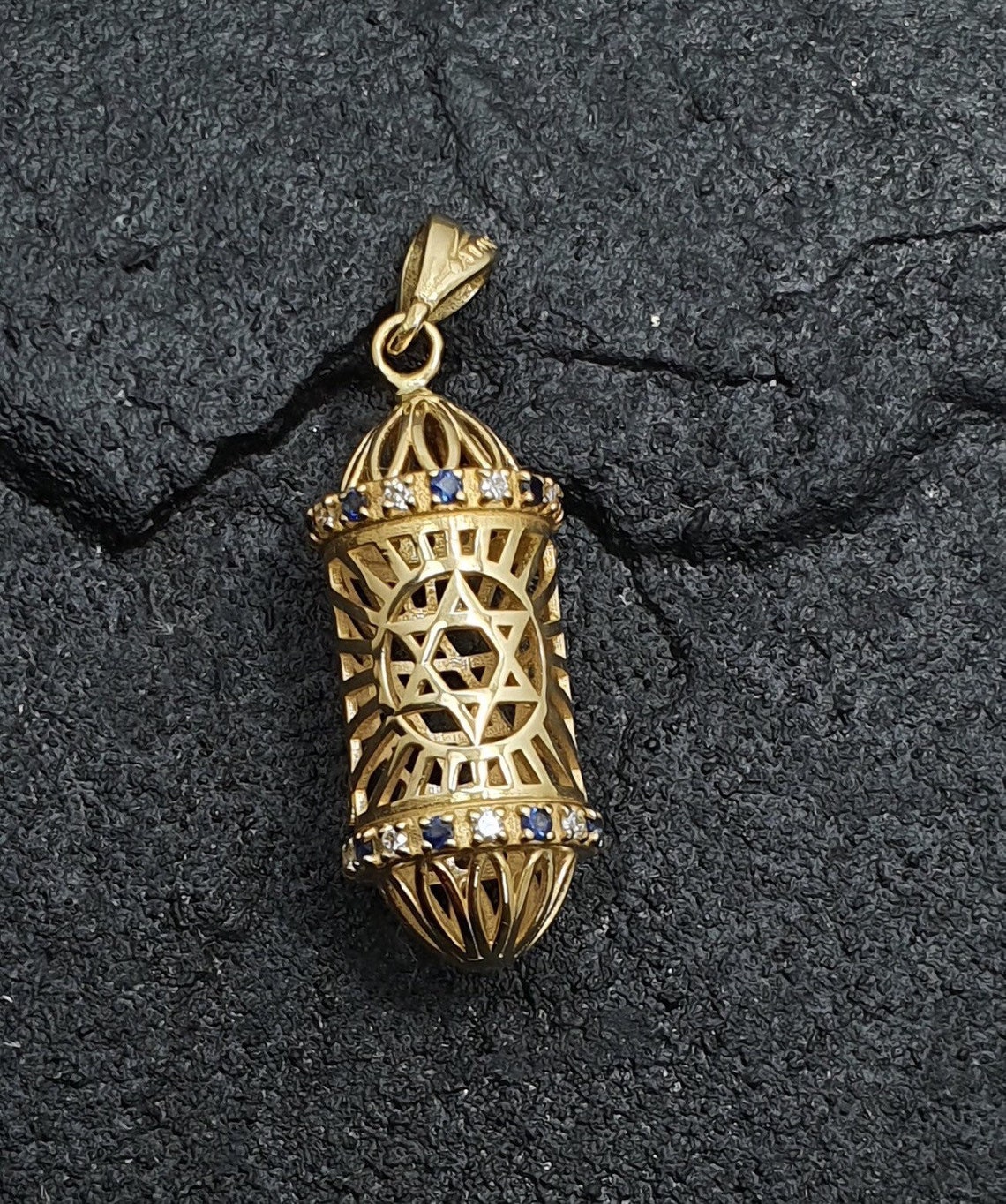 14k Gold Torah Scroll Pendant Israel Jewelry Magen David | Etsy