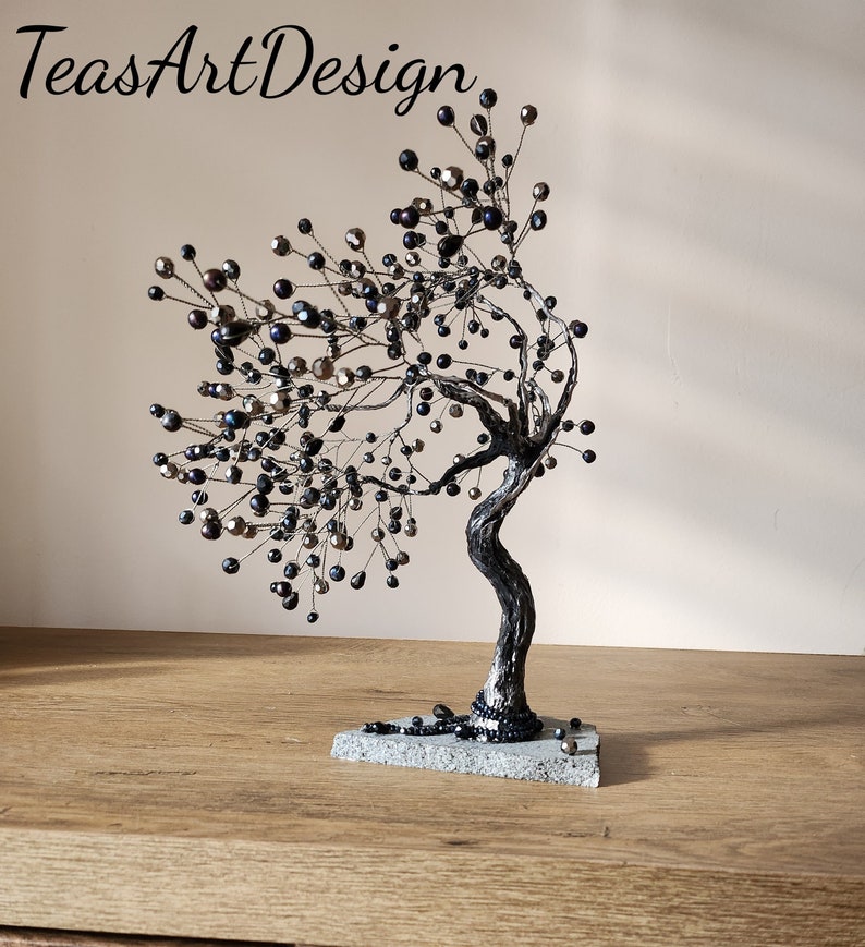 Black Pearl Tree Sculpture: Woman Body Form Wire Tree, Anniversary Gift ...