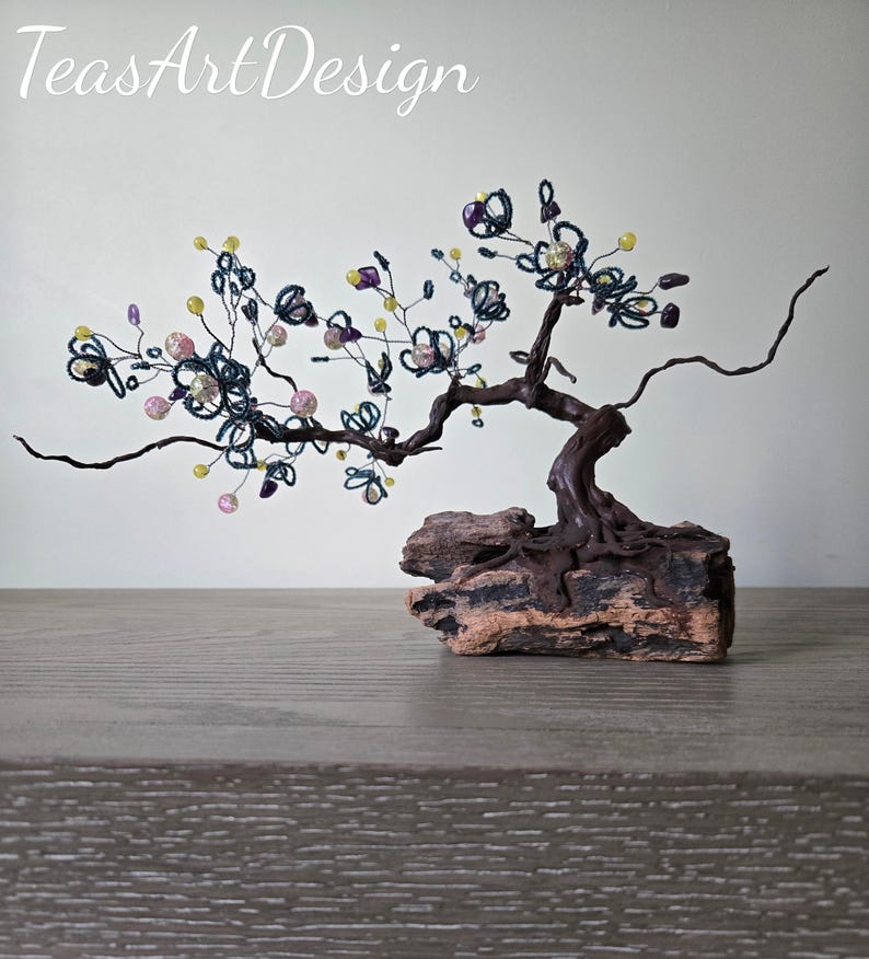 Wire Tree Sculpture, Bmbeaded Tree, Tree Statue, Amethyst Treee, One of ...