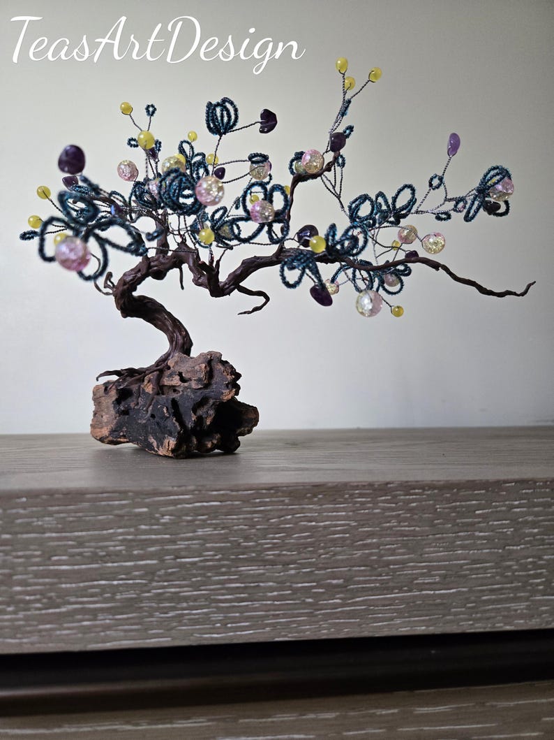 Wire Tree Sculpture, Bmbeaded Tree, Tree Statue, Amethyst Treee, One of ...