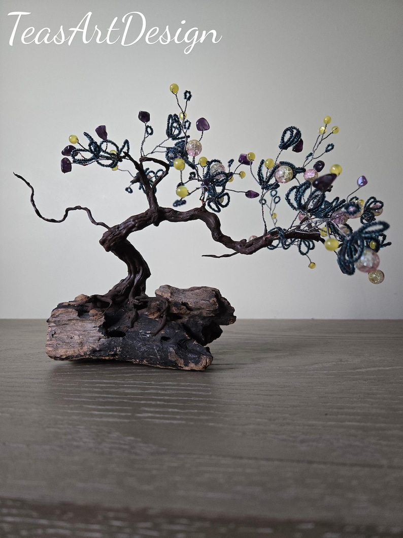 Wire Tree Sculpture, Bmbeaded Tree, Tree Statue, Amethyst Treee, One of ...