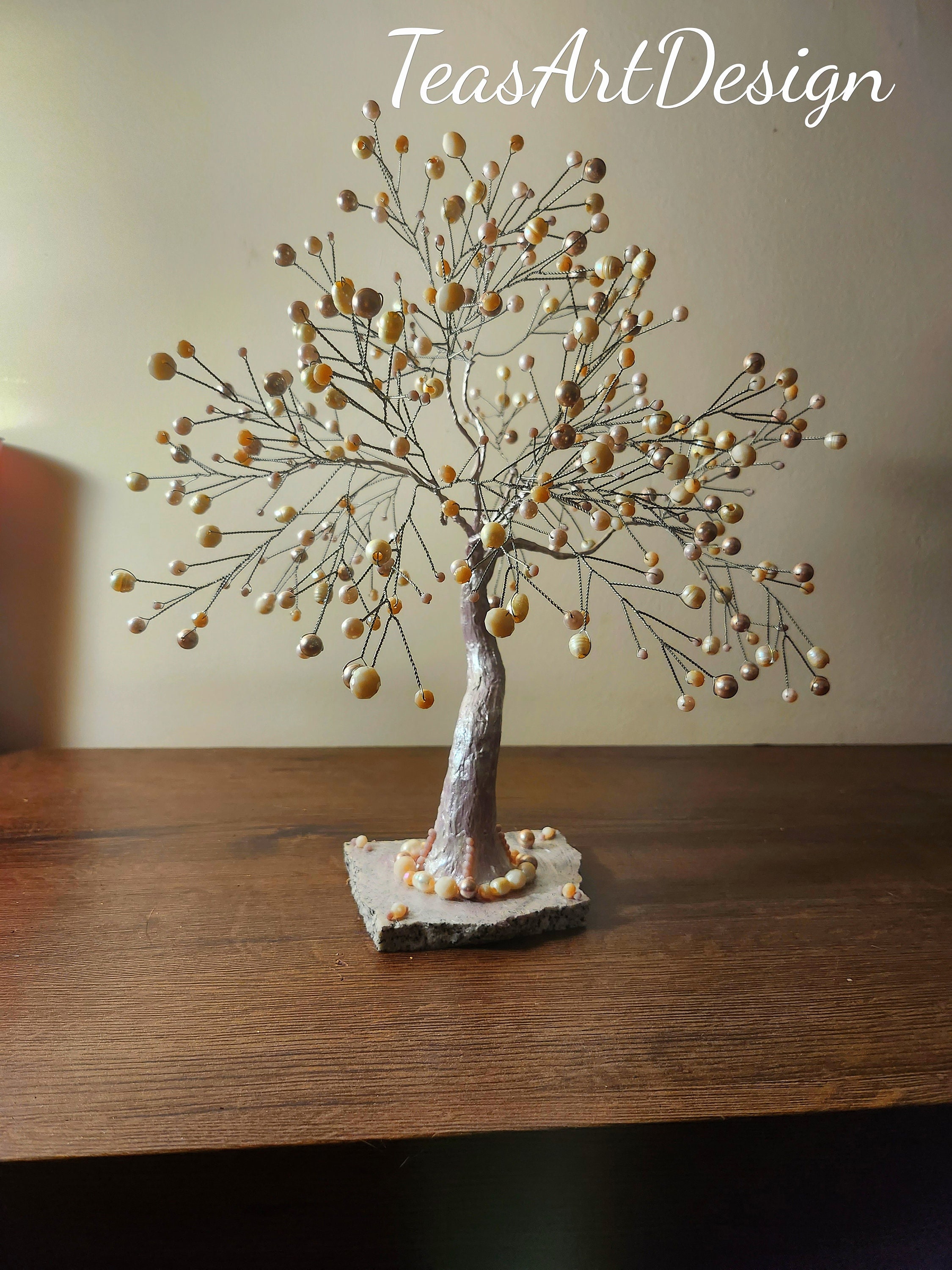 This One is Ready to Go! Real Pearl Tree, Wire Tree Statue, Wire Tree ...