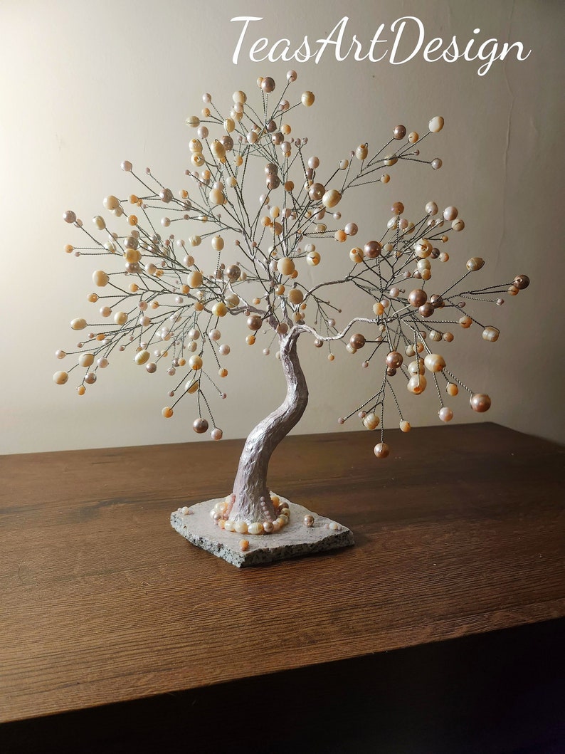 This One is Ready to Go! Real Pearl Tree, Wire Tree Statue, Wire Tree ...