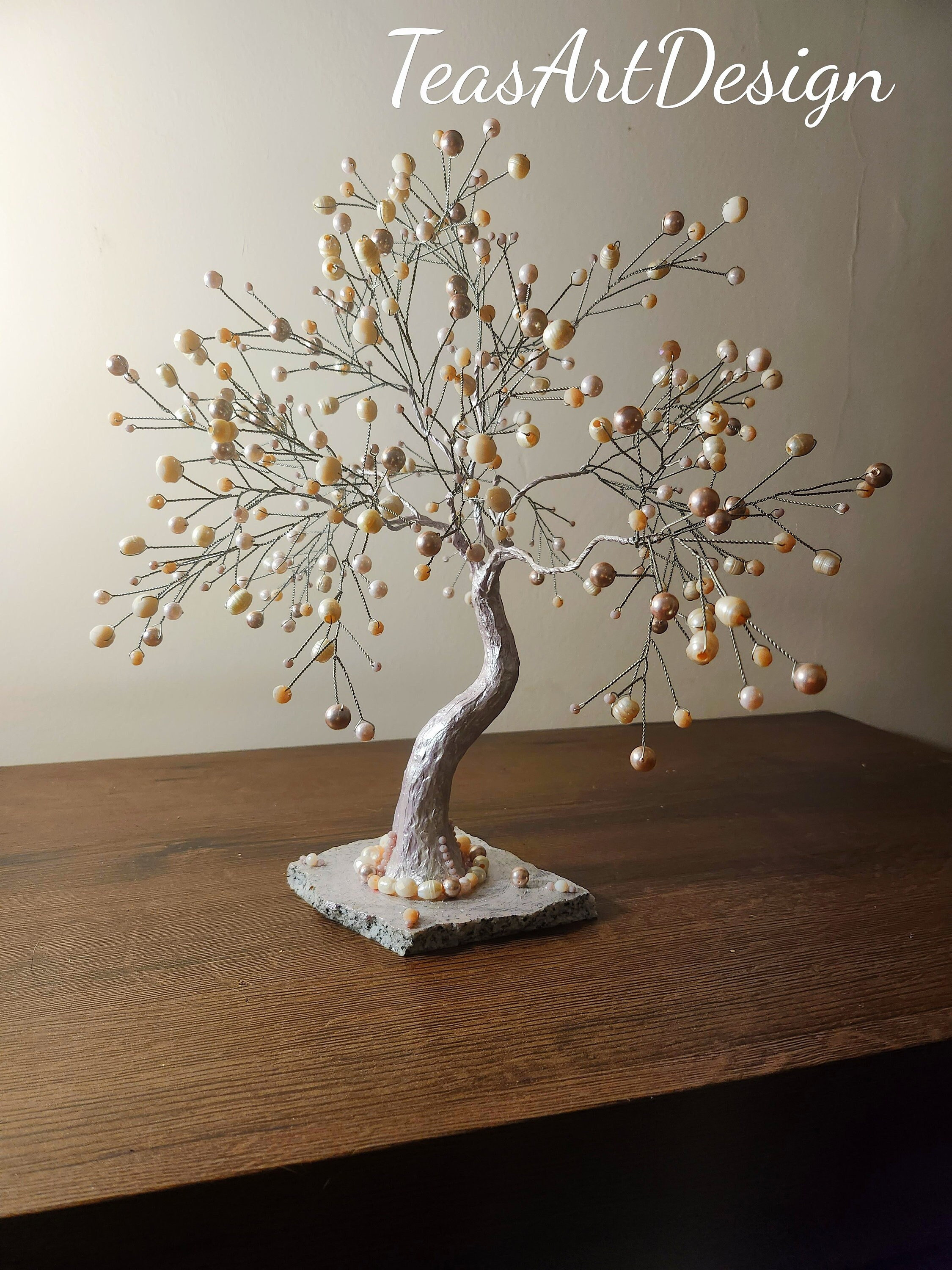 This One is Ready to Go! Real Pearl Tree, Wire Tree Statue, Wire Tree ...