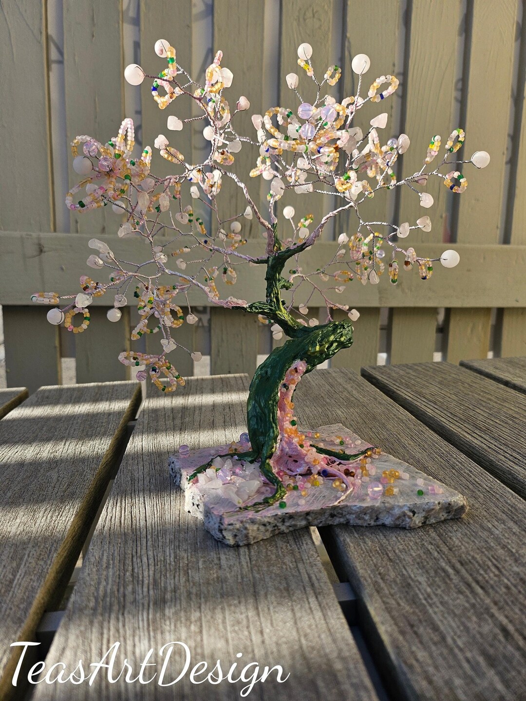 One of a Kind and is Ready to Go Wire Tree Sculpture, Pink Quartz Tree ...