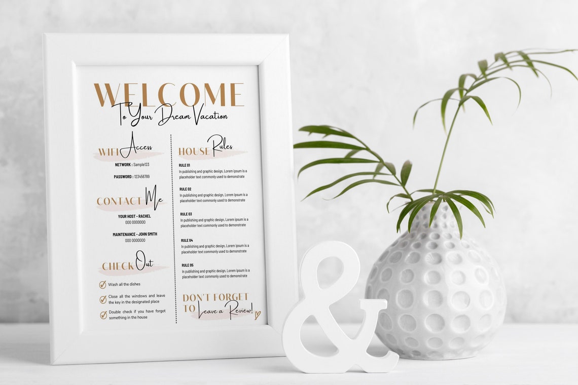 Airbnb Welcome Sign Template Airbnb Sign Air Bnb Welcome | Etsy