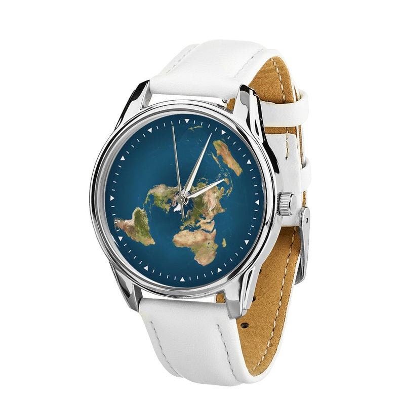 Flat World Map Watch Flat Earth Map Watch World Map Art | Etsy UK