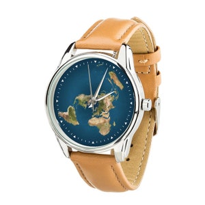 Flat World Map Watch Flat Earth Map Watch World Map Art Watch Geography ...