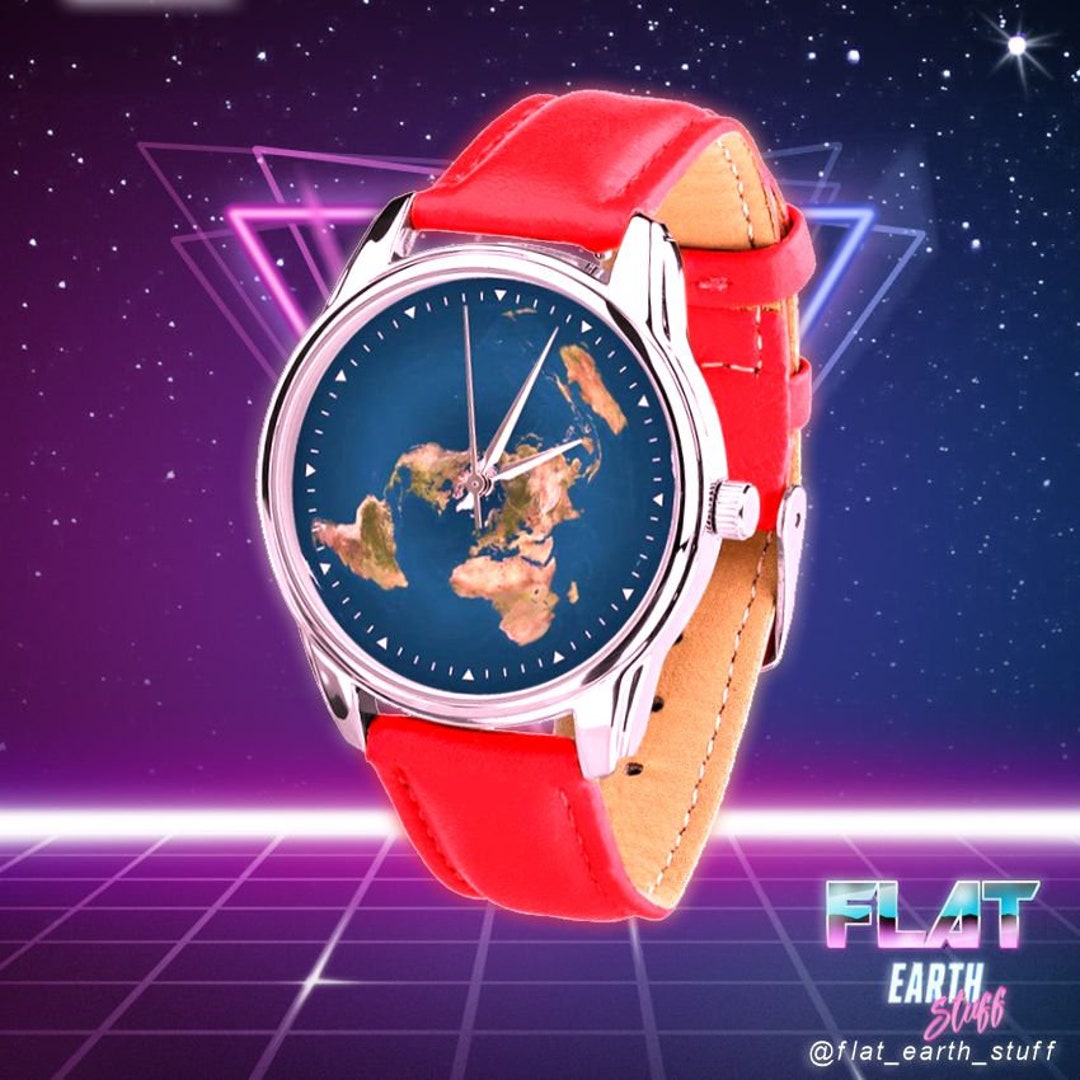 Flat World Map Watch Flat Earth Map Watch World Map Art Watch Geography ...