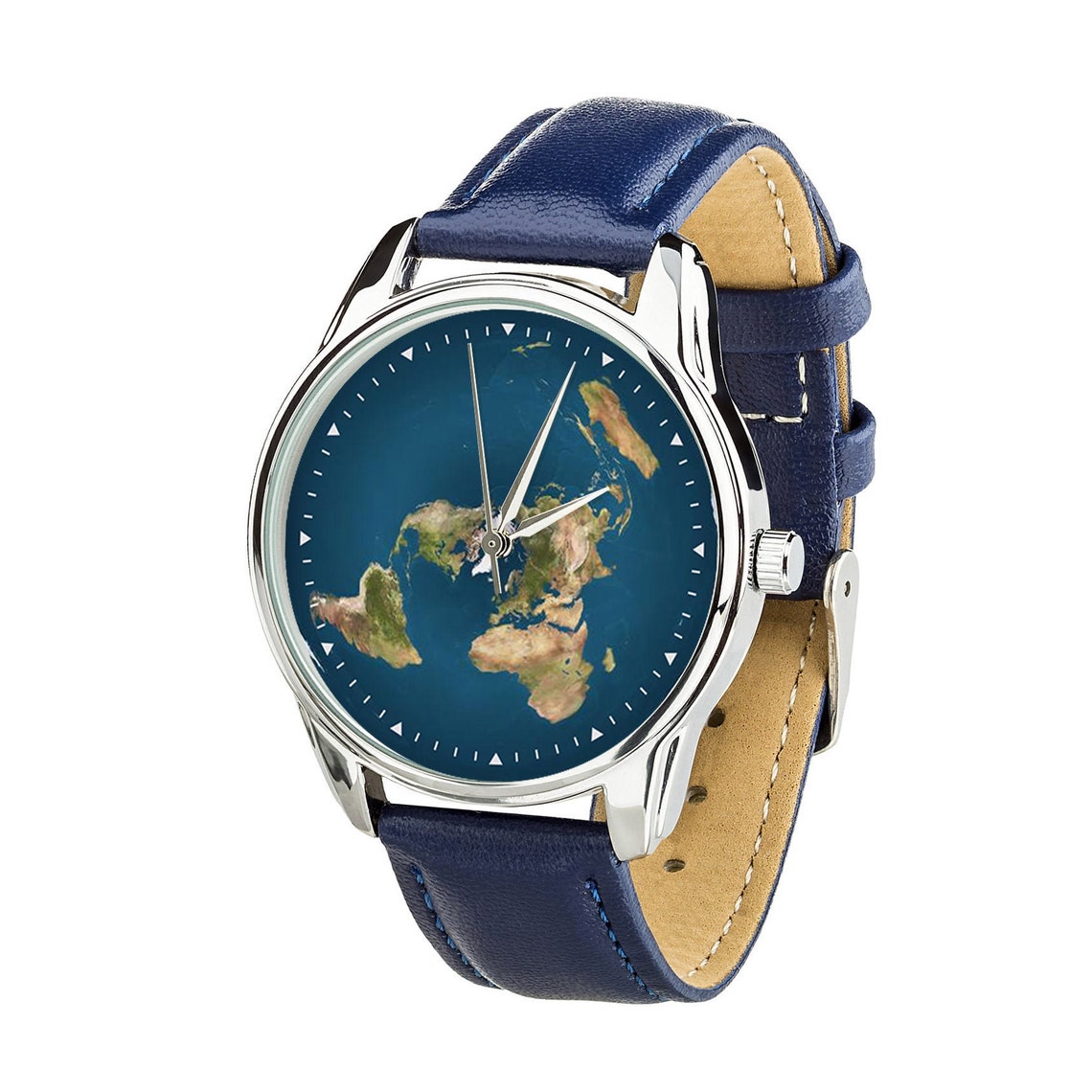 Flat World Map Watch Flat Earth Map Watch World Map Art | Etsy UK