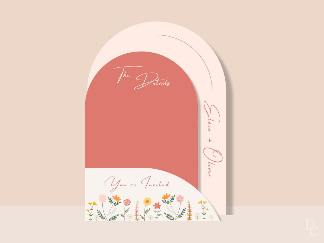 Wedding Invitation Set Template Arch Stacked Wedding - Etsy