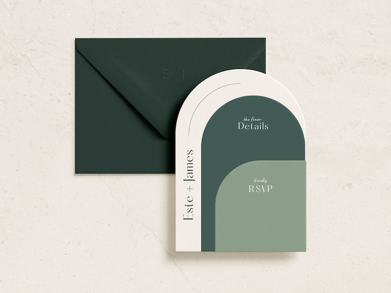 Wedding Invitation Set Template | Arch Stacked Wedding Invitation Suite ...