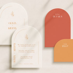 Wedding Invitation Set Template, Arch Stacked Invitation Suite, Wedding ...