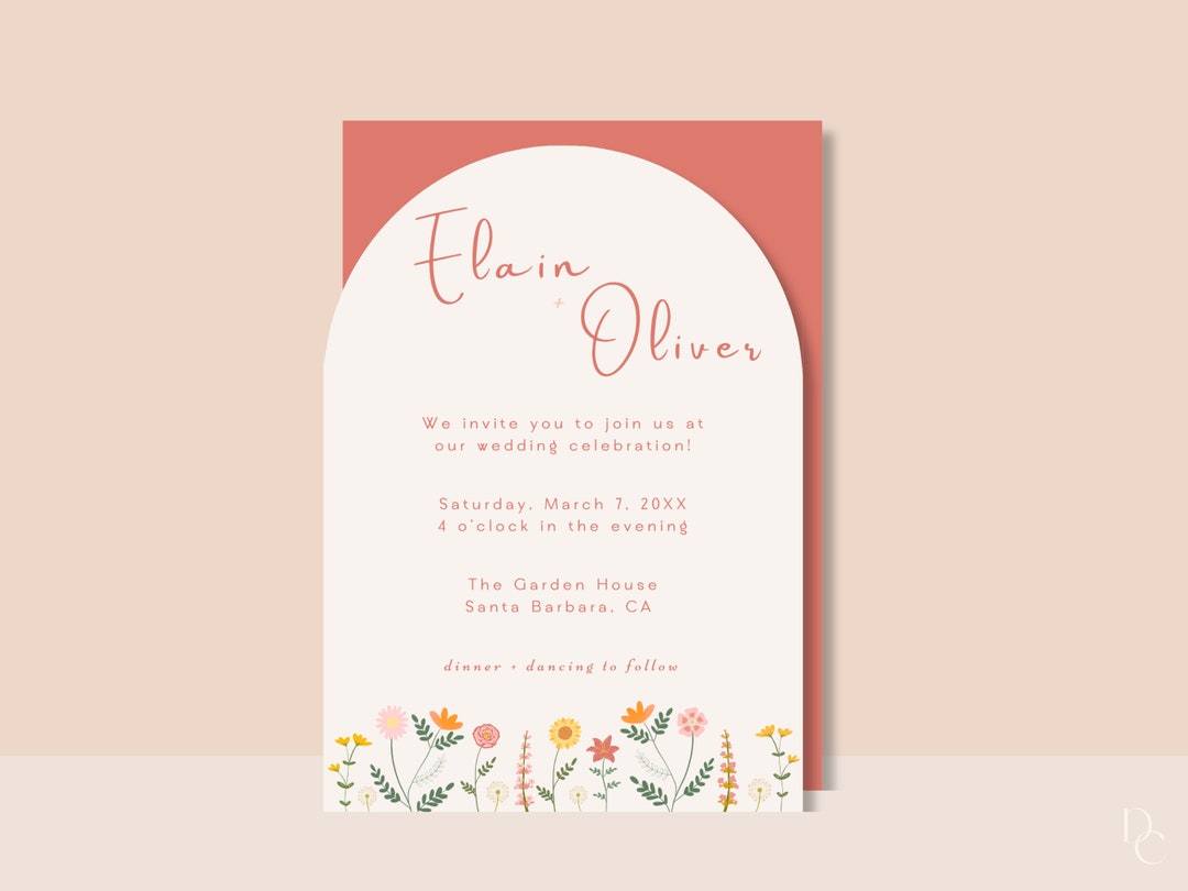 Wedding Invitation Set Template Arch Stacked Wedding - Etsy