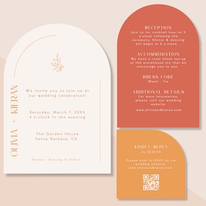 Wedding Invitation Set Template Arch Stacked Wedding Invitation Suite ...