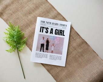 Newspaper Pregnancy Announcement, Baby Arriving Reveal in Digital ...