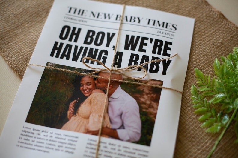 Editable Vintage Pregnancy Announcement Newspaper Extra Extra We're ...