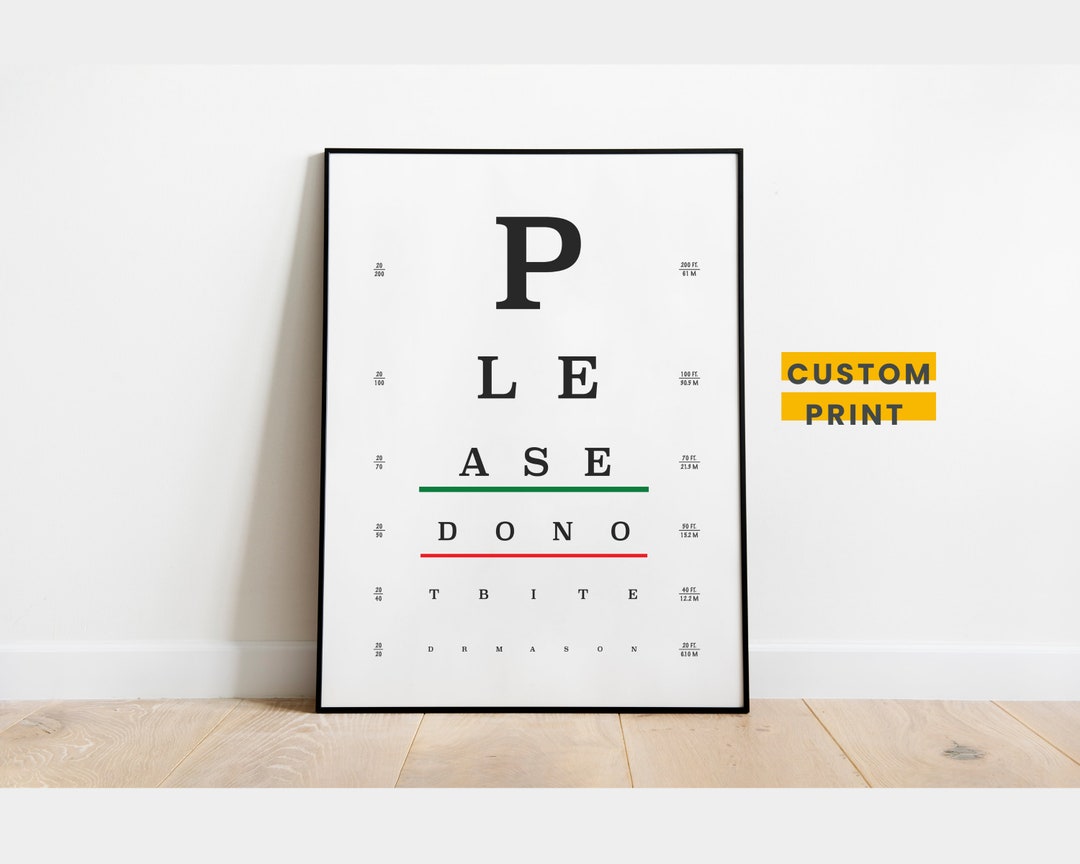 Custom Vintage Snellen Eye Test Chart With Color Bars - Etsy
