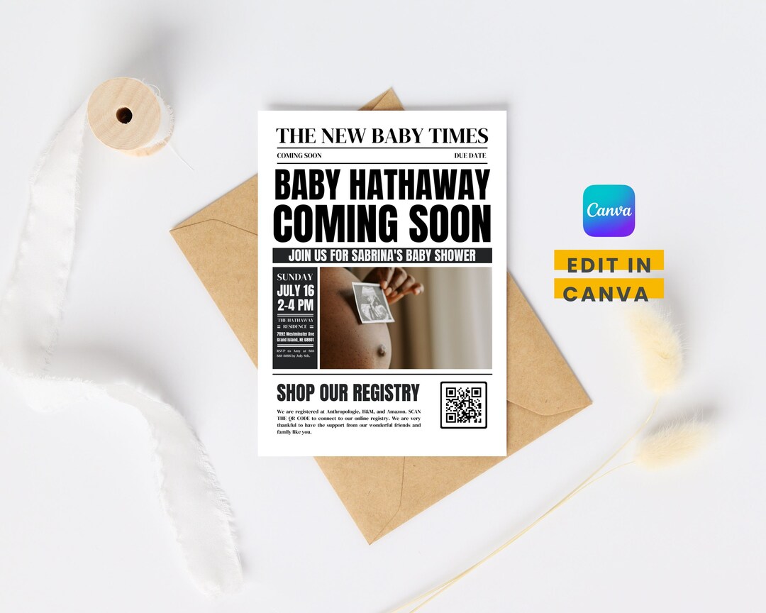 Custom Newspaper Inspired Baby Shower Invitation - Etsy