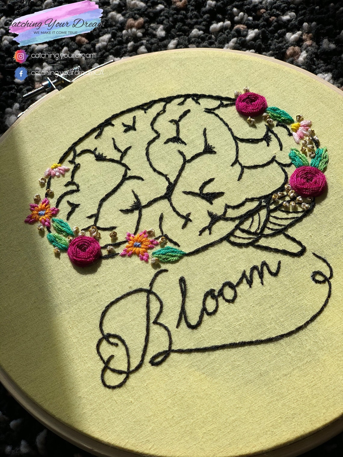 Brain Embroidery Hoop, Embroidery Art, for Home, for Her, for Him ...