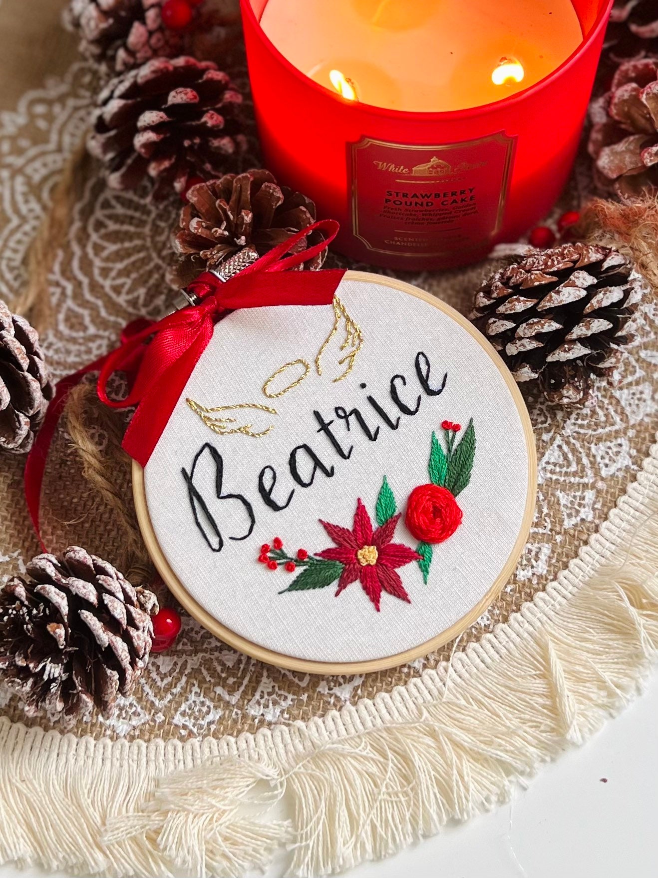 Personalized Memorial Hoop Embroidery Pattern, Embroidery Hoop Ornament ...
