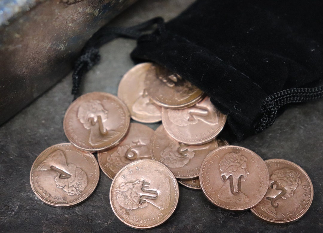Reclaimed Copper Coins Polished Lucky Penny With Witch Alphabet Script ...