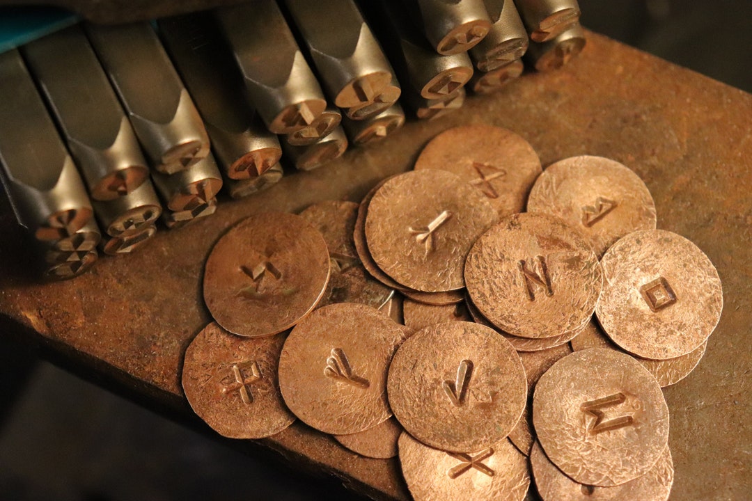 Reclaimed Copper Coins Polished Lucky Penny With Norse Viking Runes ...