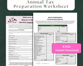 Professional Realtor- Printable Annual Tax Planner Worksheet | INSTANT ...