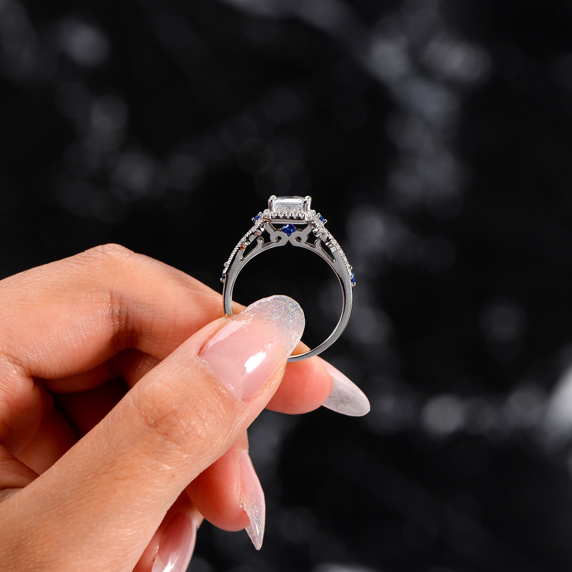 2 8 Carat Princess Cut Cubic Zirconia Wedding Ring Set 925 Etsy
