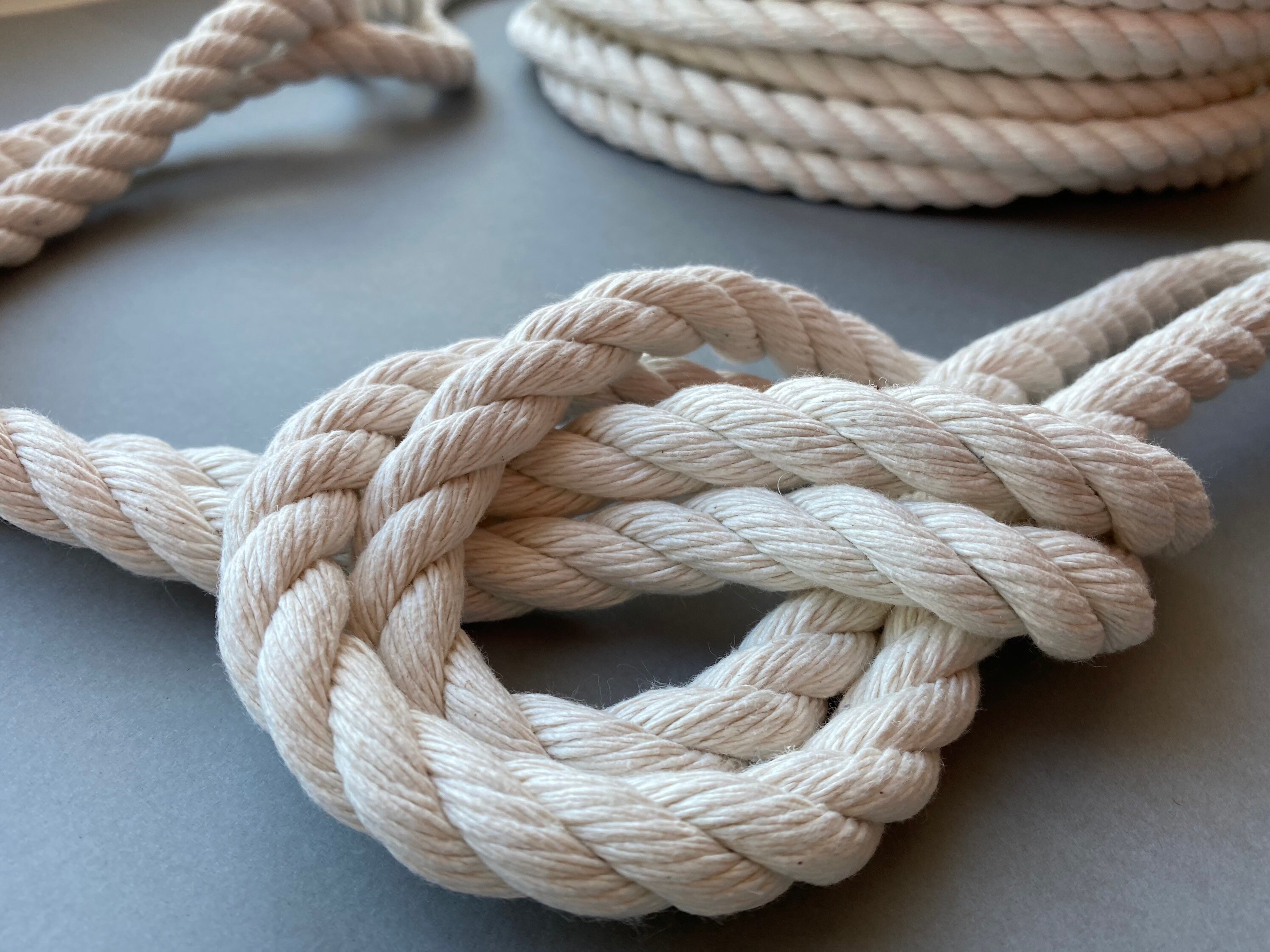 White 12 Mm Twisted Cotton Rope, 10 Meters Natural Rope. Planthanger ...