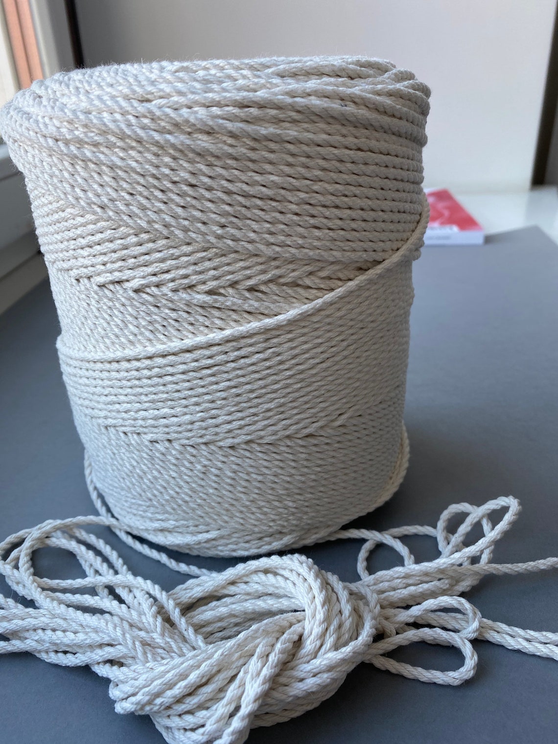White Macrame 3 Mm Rope, Twisted Rope Spool 100 M, Planthanger Rope ...