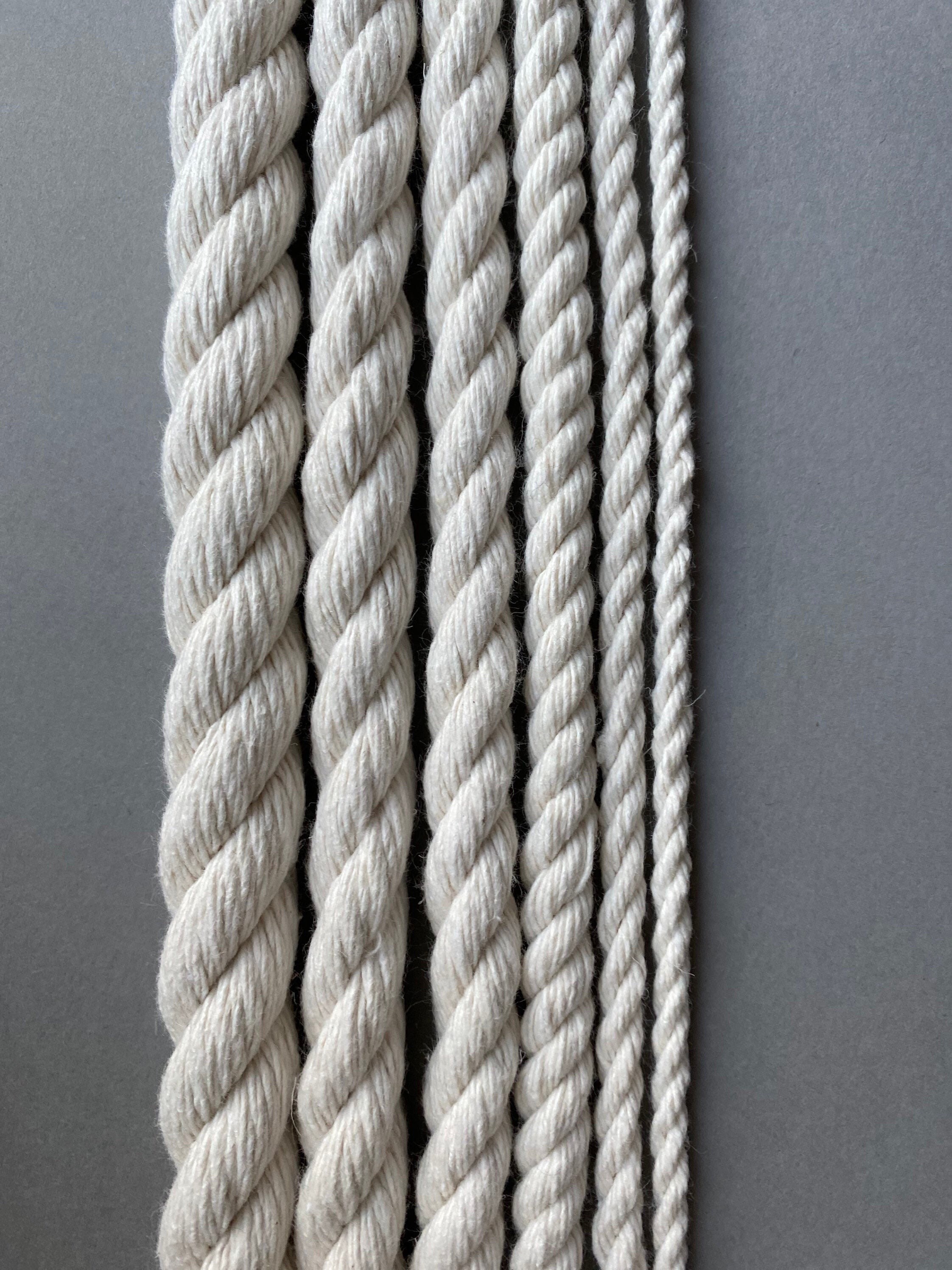 Twisted Cotton Rope Macramé Crafting Cord Triple Strand Natural White ...