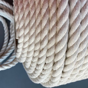 White 12 Mm Twisted Cotton Rope, 10 Meters Natural Rope. Planthanger ...