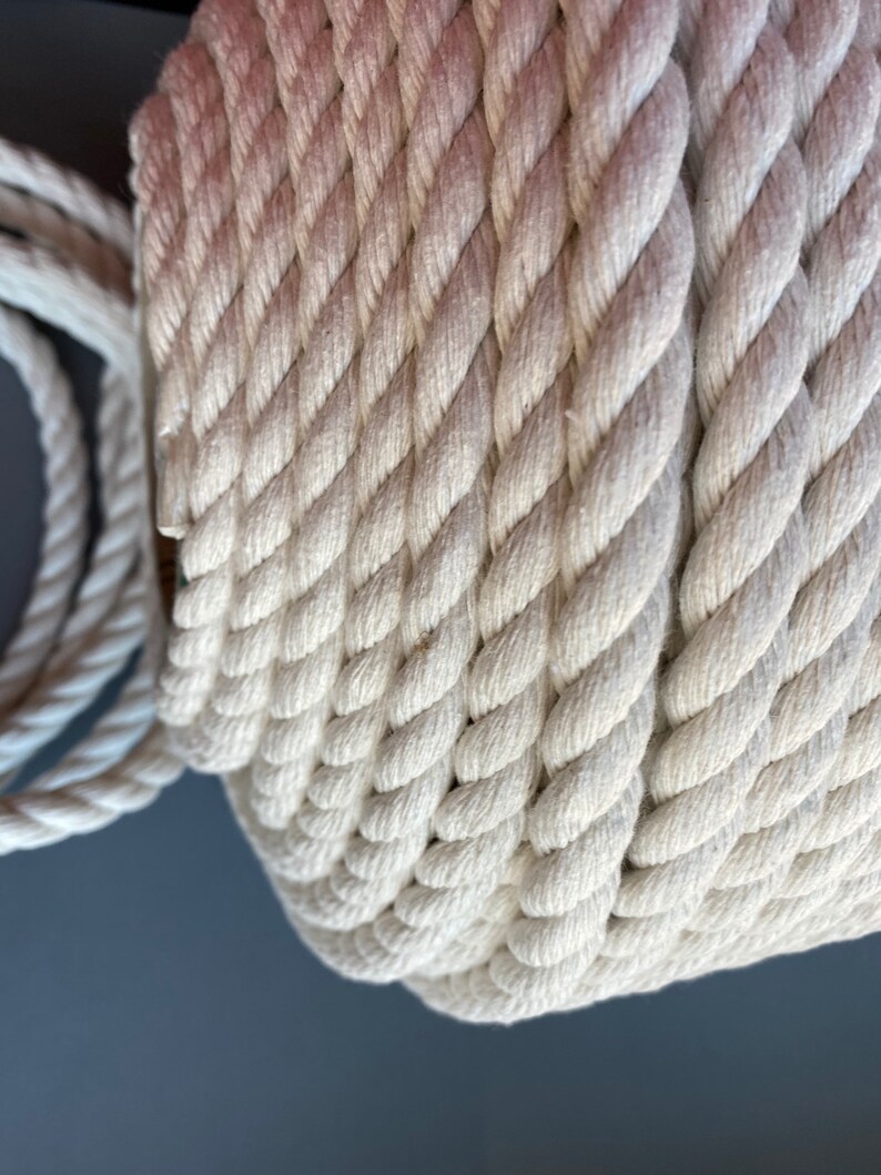 White 12 Mm Twisted Cotton Rope, 10 Meters Natural Rope. Planthanger ...