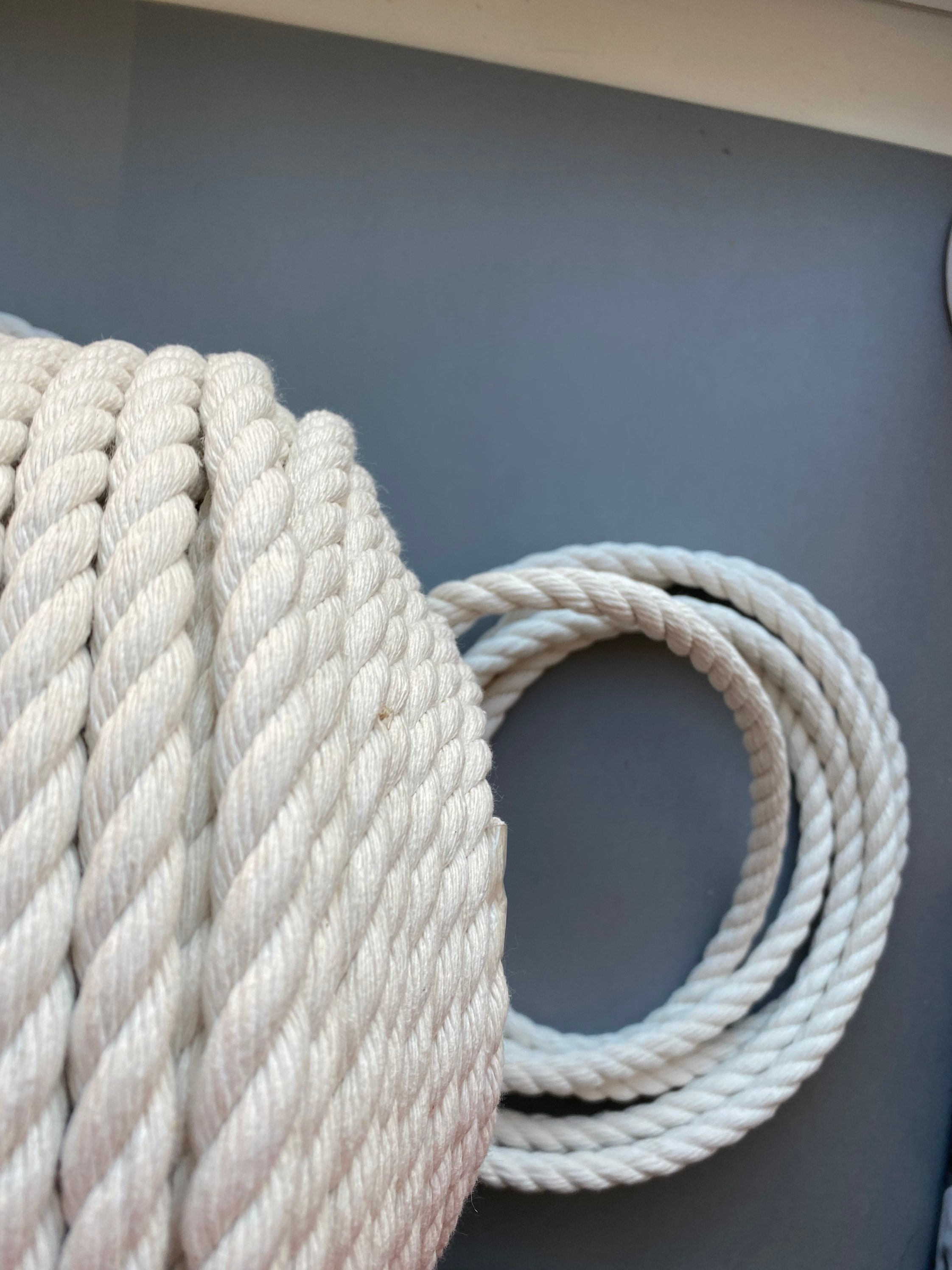 White 12 Mm Twisted Cotton Rope, 10 Meters Natural Rope. Planthanger ...
