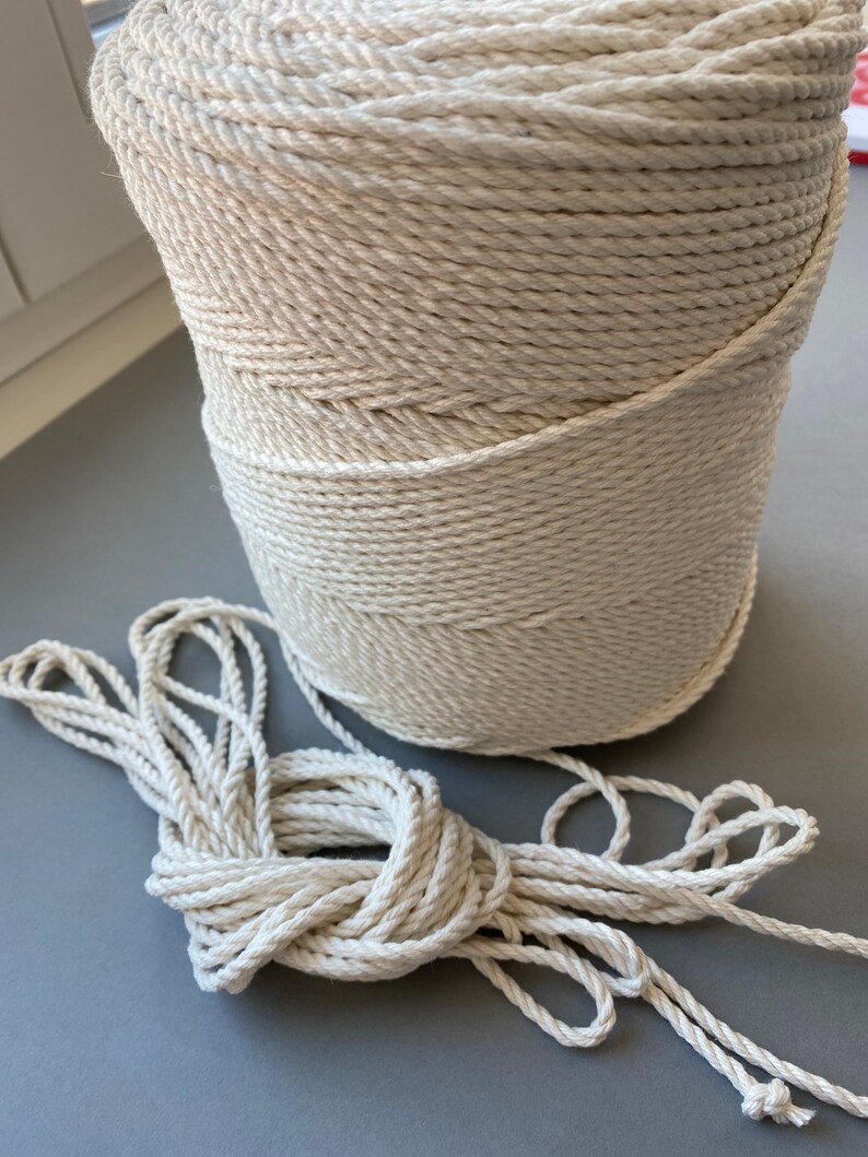 White Macrame 3 Mm Rope, Twisted Rope Spool 100 M, Planthanger Rope ...